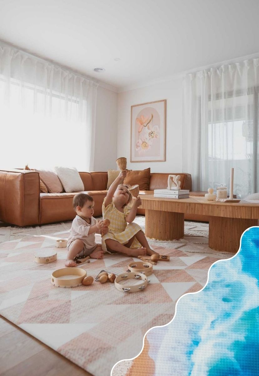 Large Luxe Padded Baby Play Mats | Sahara/Ocean Road Playmat | Rugabub